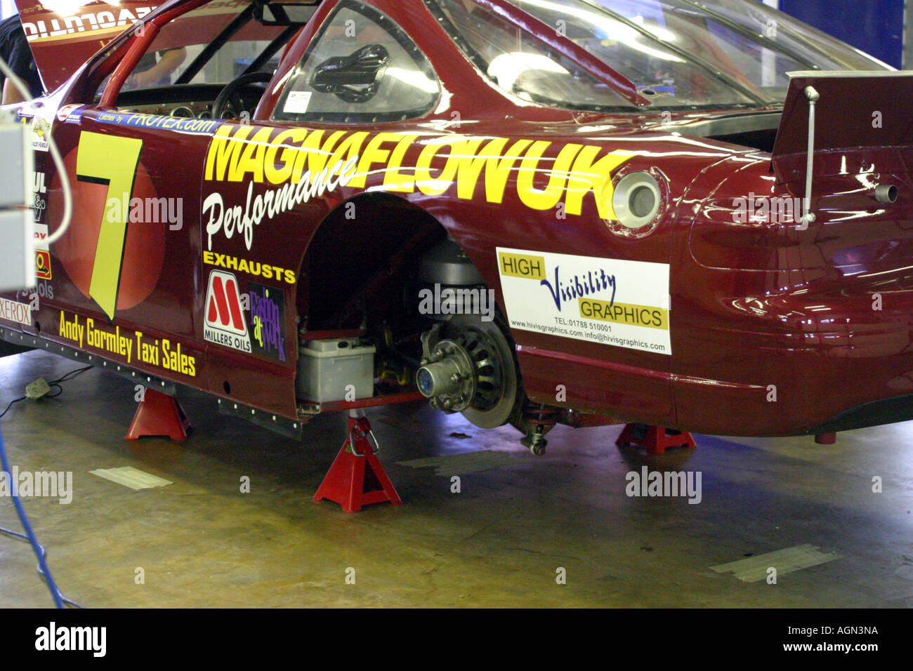 V8 Nascar stock car in the pit garage Stock Photo - Alamy