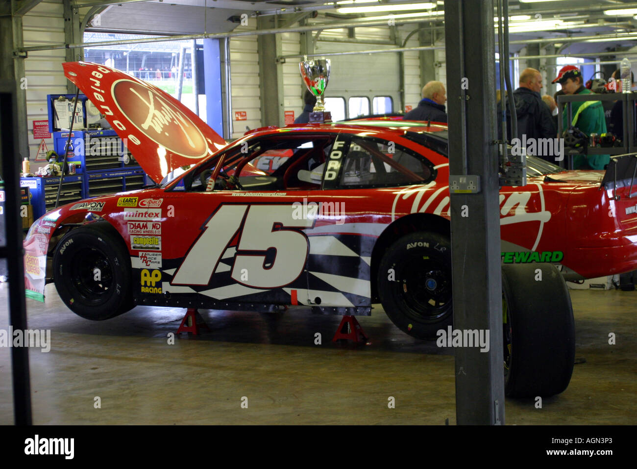 V8 Nascar stock car in the pit garage Stock Photo - Alamy