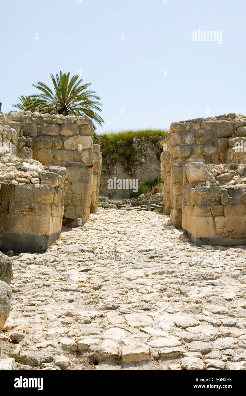 Israel Jezreel Valley Tel Megiddo National park the city gate from the ...