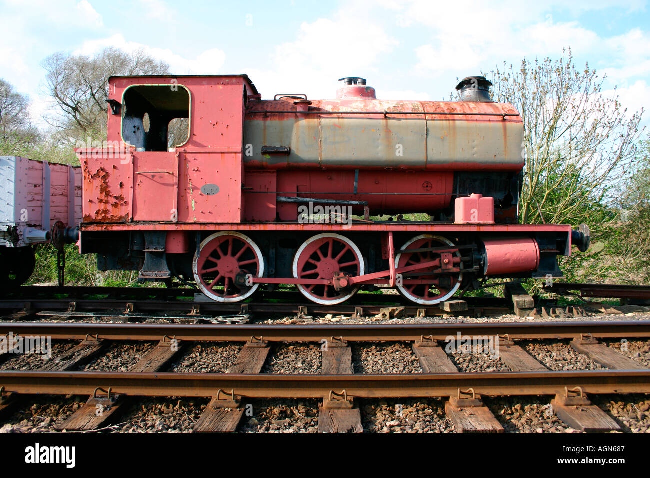 Little pink steam engine Stock Photo - Alamy