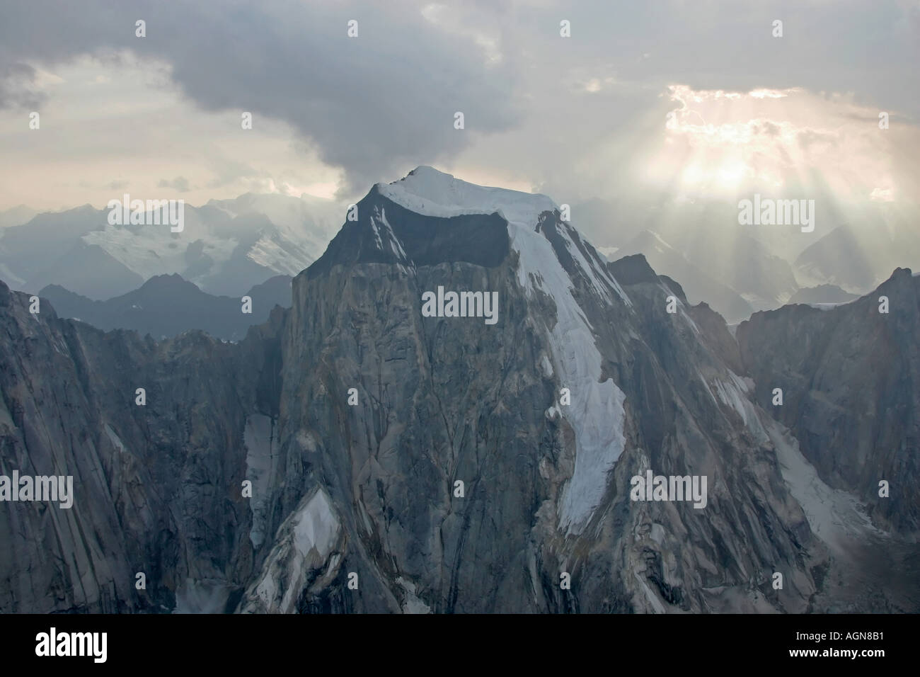 aerial view of a mountain with two differnt geological structures or ...