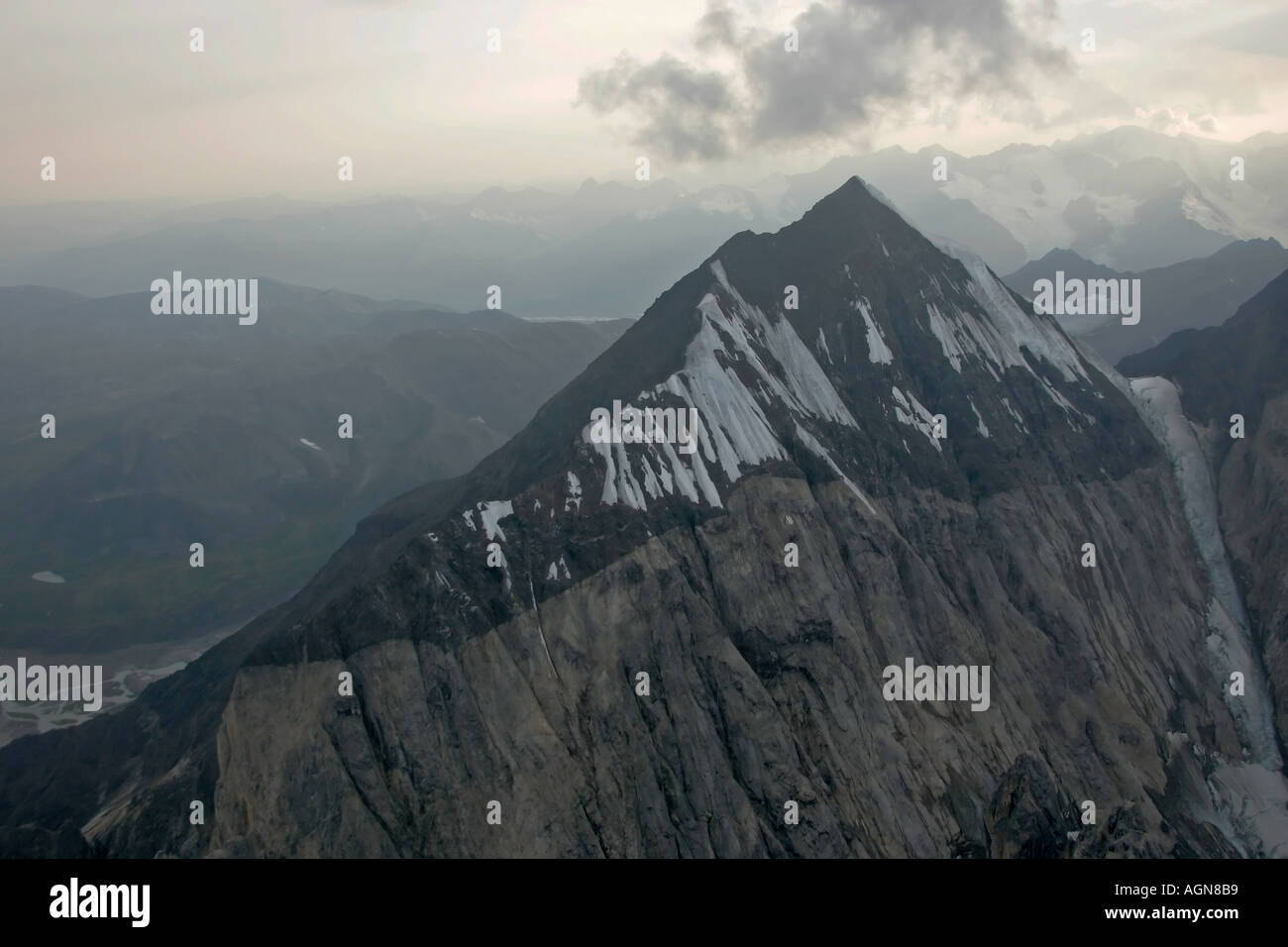 aerial view of a mountain with two differnt geological structures or ...