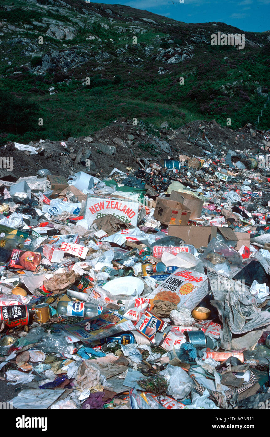 Household waste dumped in open site in mountains of Northern Scotland ...