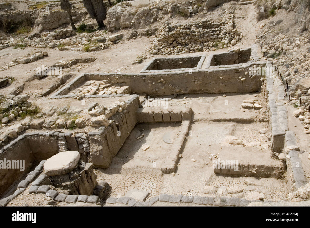 Israel Jezreel Valley Tel Megiddo The sacred area with a series of ...