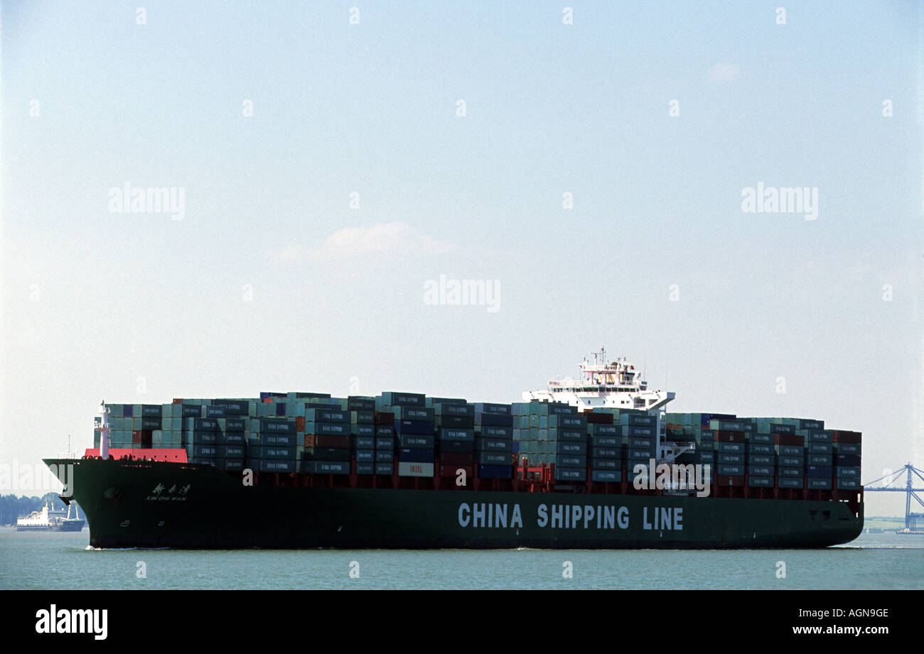 China Shipping Line container ship 'Xin Chi Wan' departing the port of ...