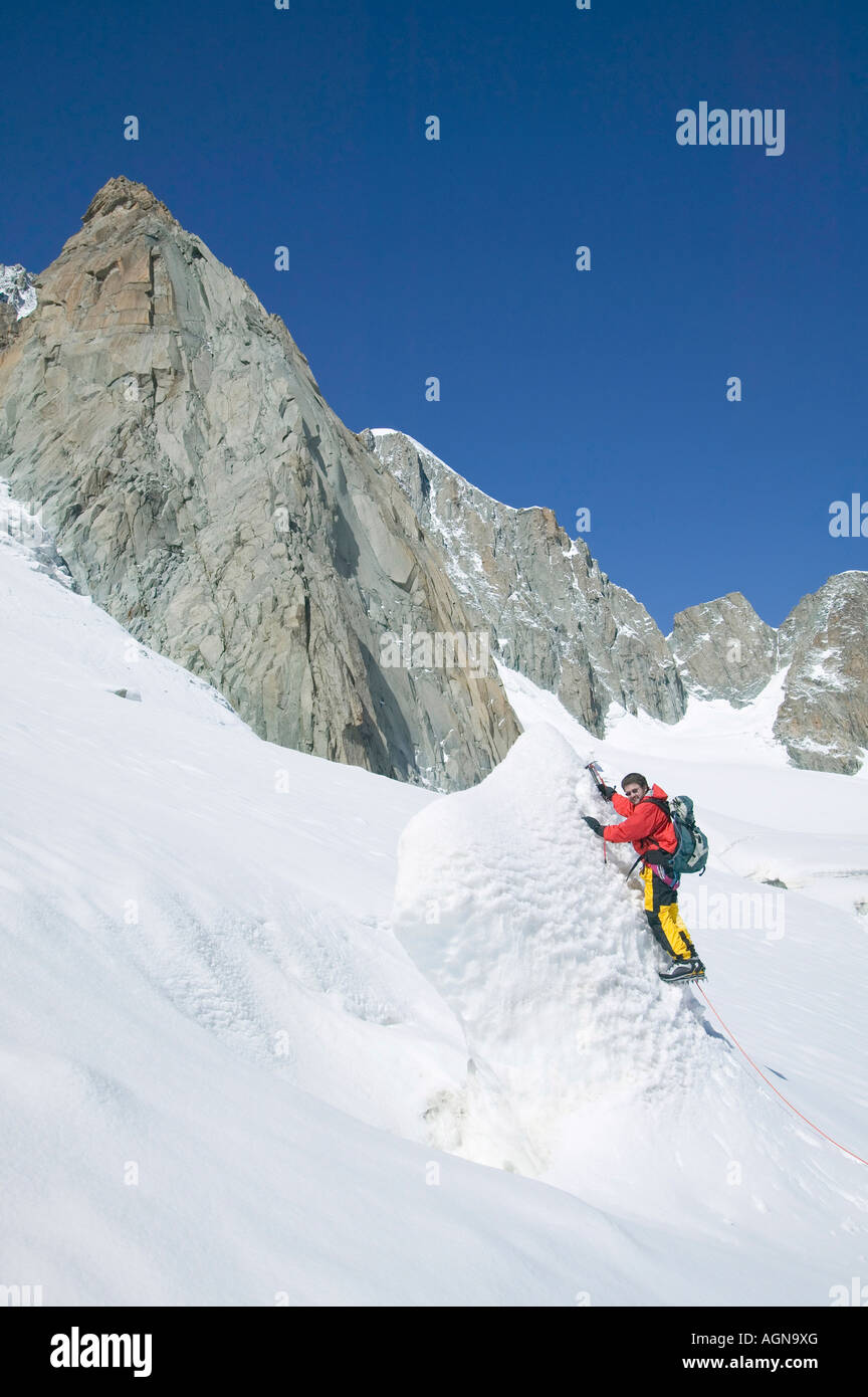 A climber on the Valley Blanche above Chamonix France Stock Photo - Alamy