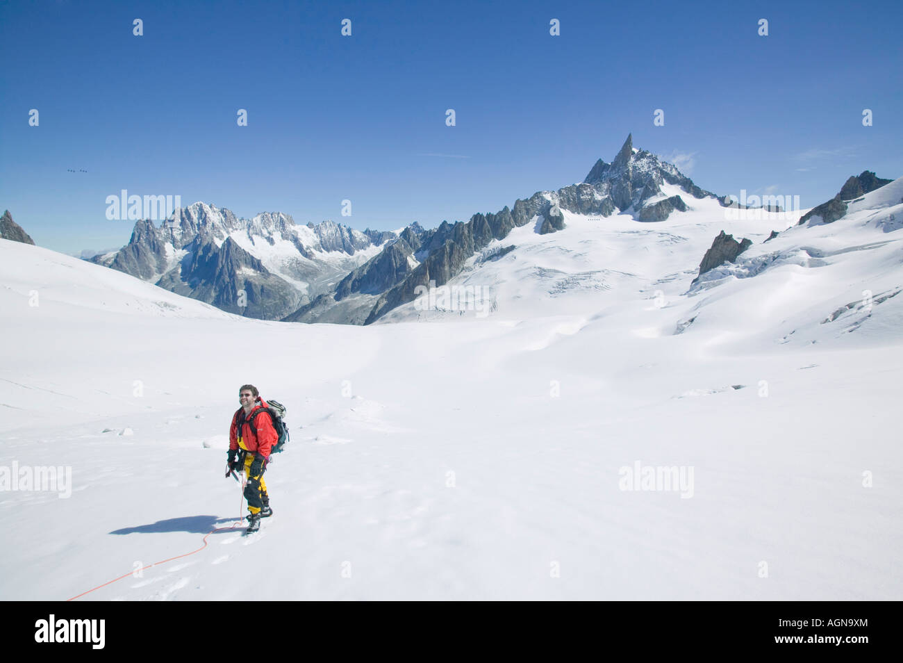A climber on the Valley Blanche above Chamonix France Stock Photo - Alamy