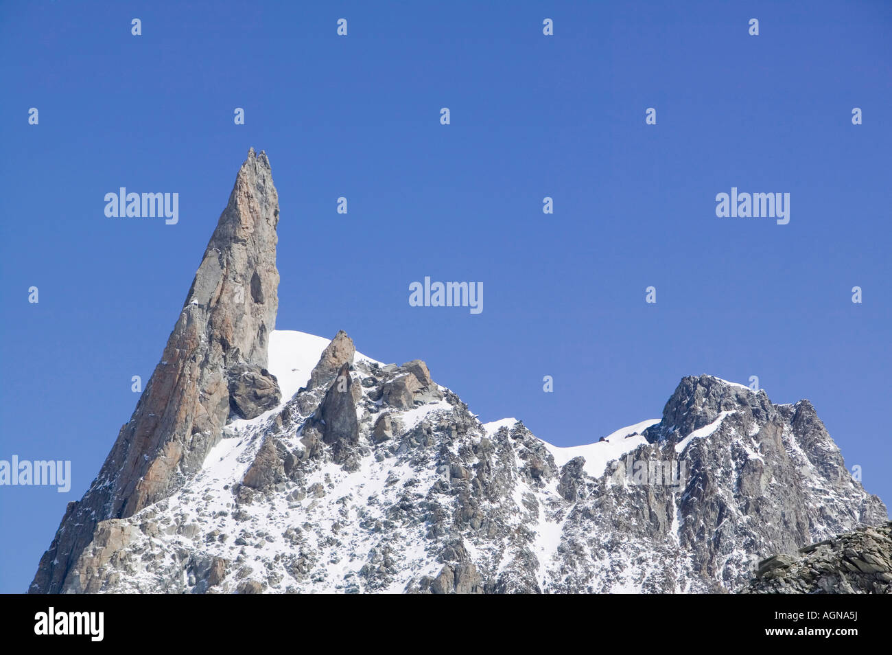 The Aiguille ou Dent du Geant above the Valley blanche glacier Chamonix ...