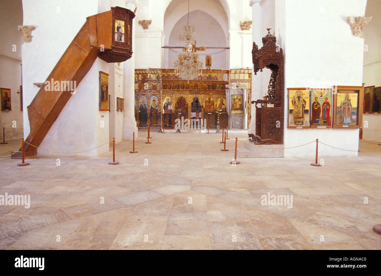 Monastery with religious icons Stock Photo - Alamy