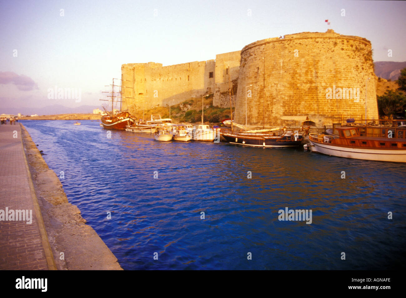 Fortress at the entry to harbour of Girne (Keryneia, Kyrenia), North ...