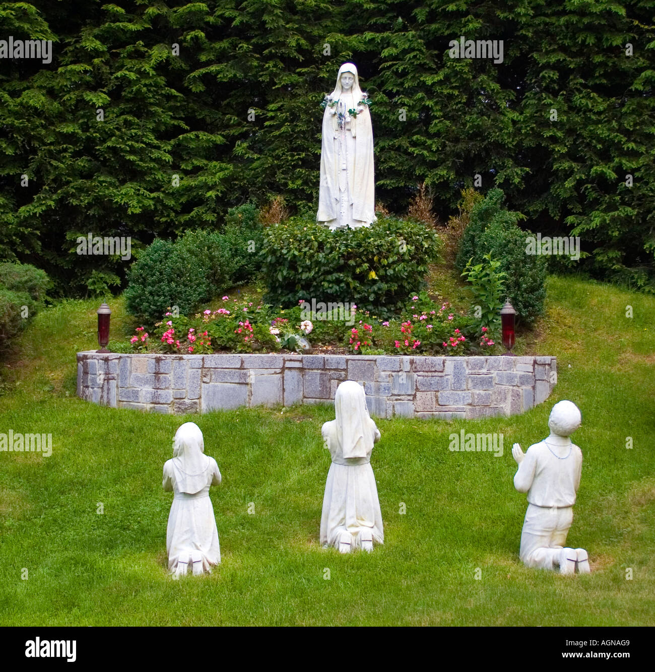 Religious statues at the Fatima Shrine in Holliston Massachusetts Stock ...