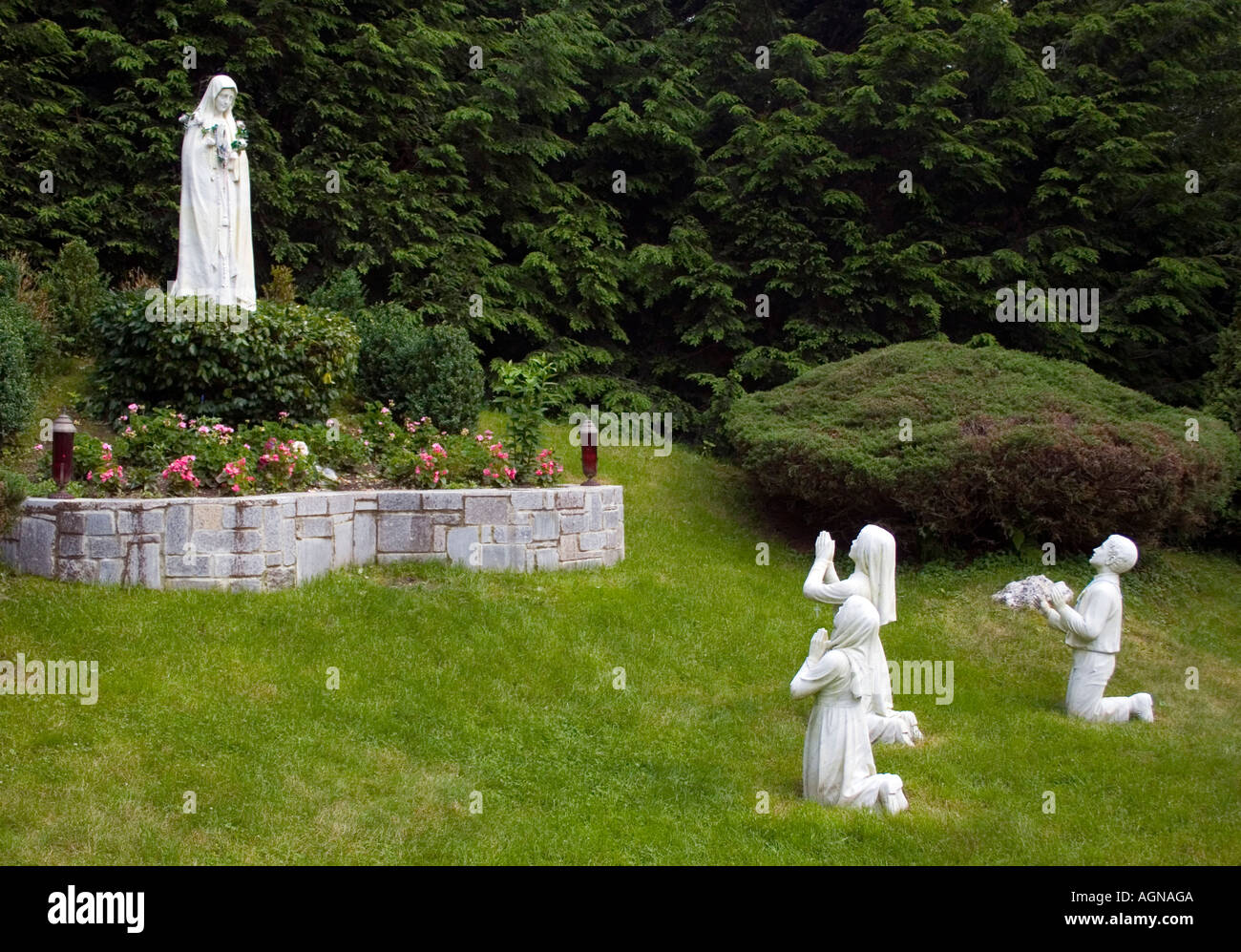 Religious statues at the Lady of Fatima Shrine in Holliston ...