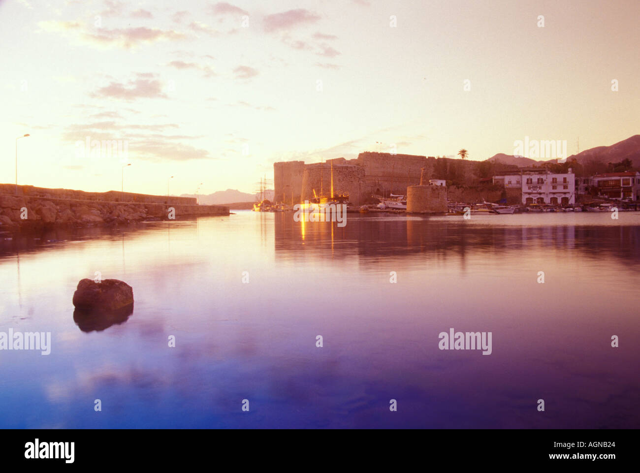 Old harbour of Girne with fort Keryneia Kyrenia North Cyprus Stock ...