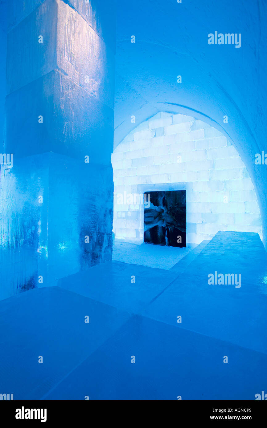 Inside the main entrance of the Ice hotel Jukkasjarvi Sweden Stock ...