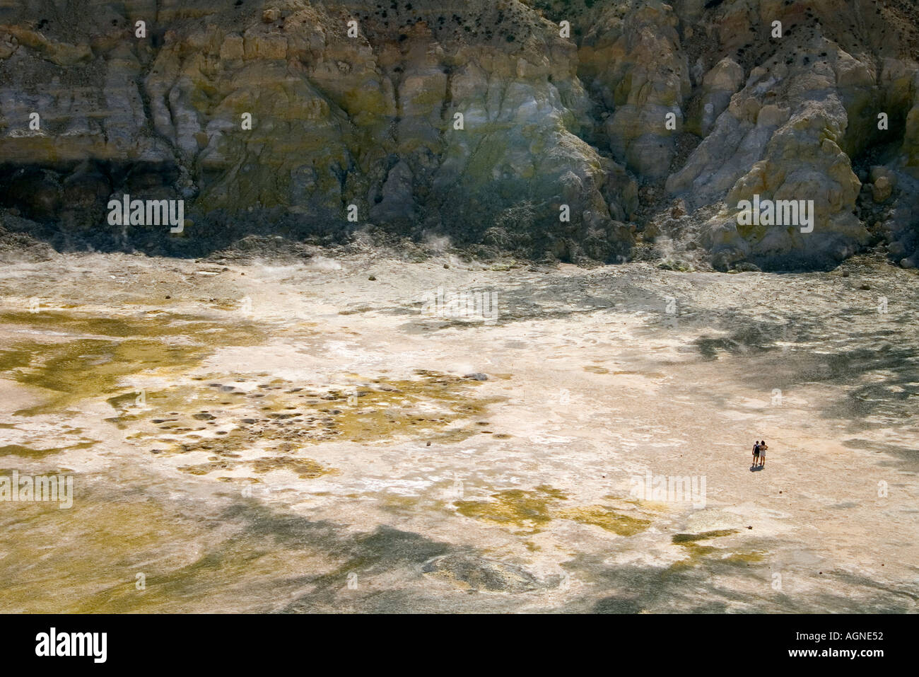 dh Stefanos volcano LAKKI PLATEAU GREECE NISYROS Man and woman tourists ...