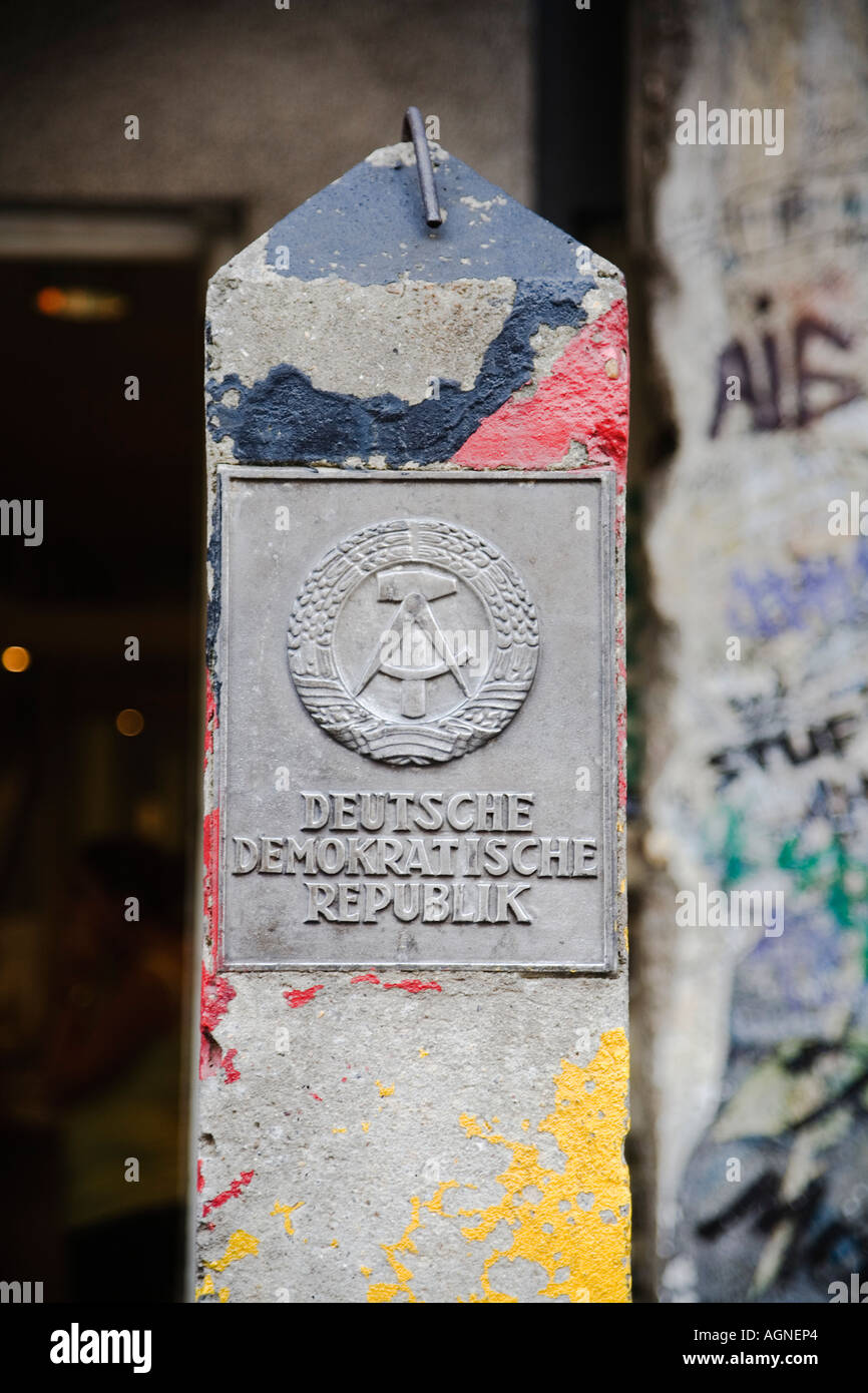 Original GDR border posts in front of the wall museum at Checkpoint ...