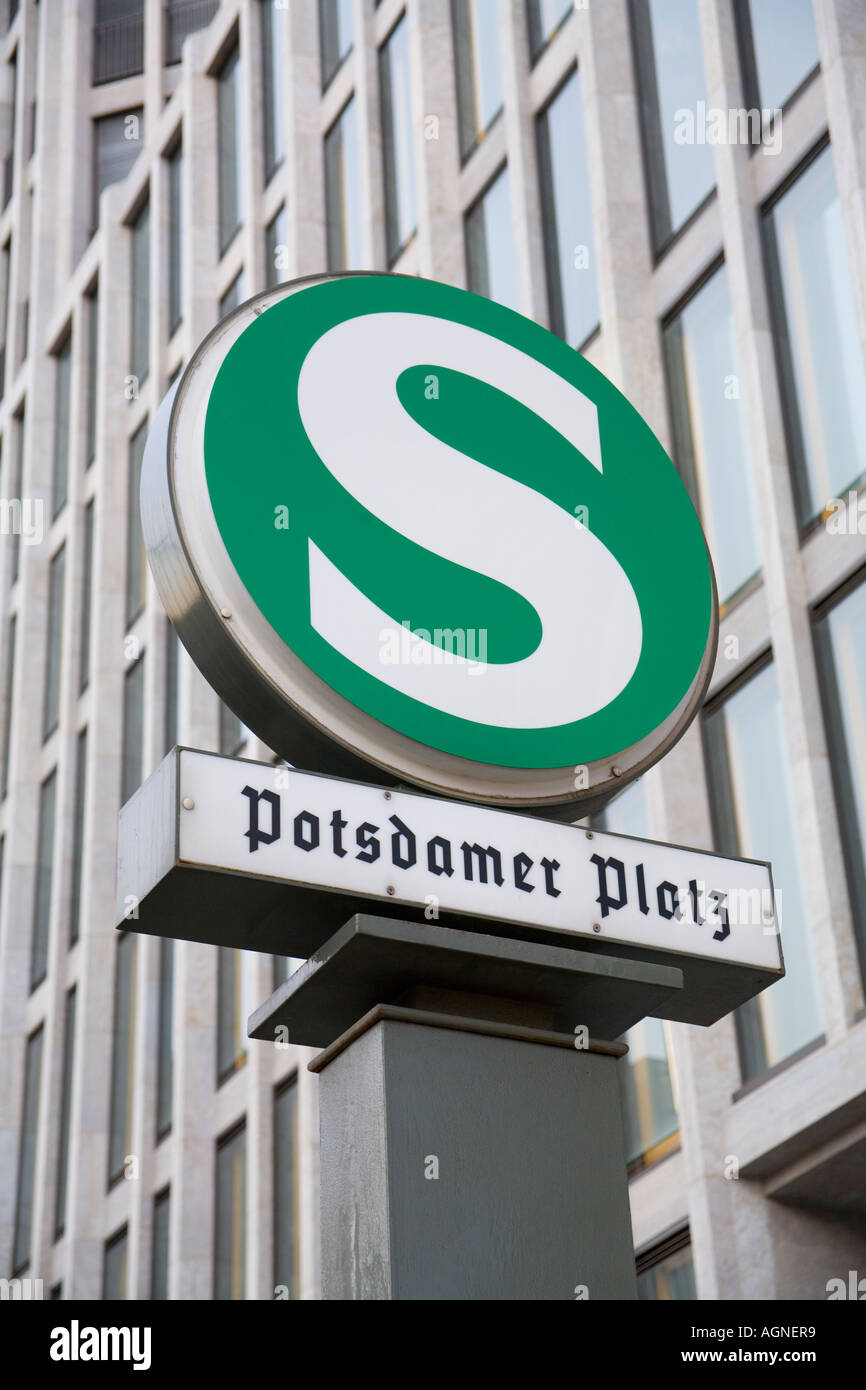 Rapid-transit railway sign at Potsdamer Platz, Berlin Stock Photo - Alamy