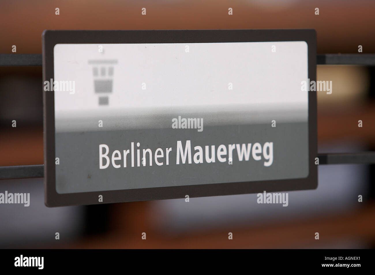 Sign of Berlin wall way Stock Photo - Alamy