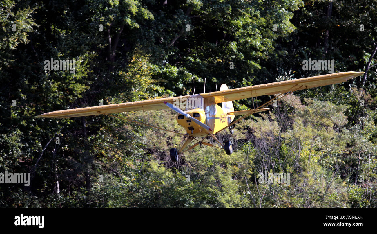 A Piper Cub coming in dead stick. Engine shut off Stock Photo - Alamy