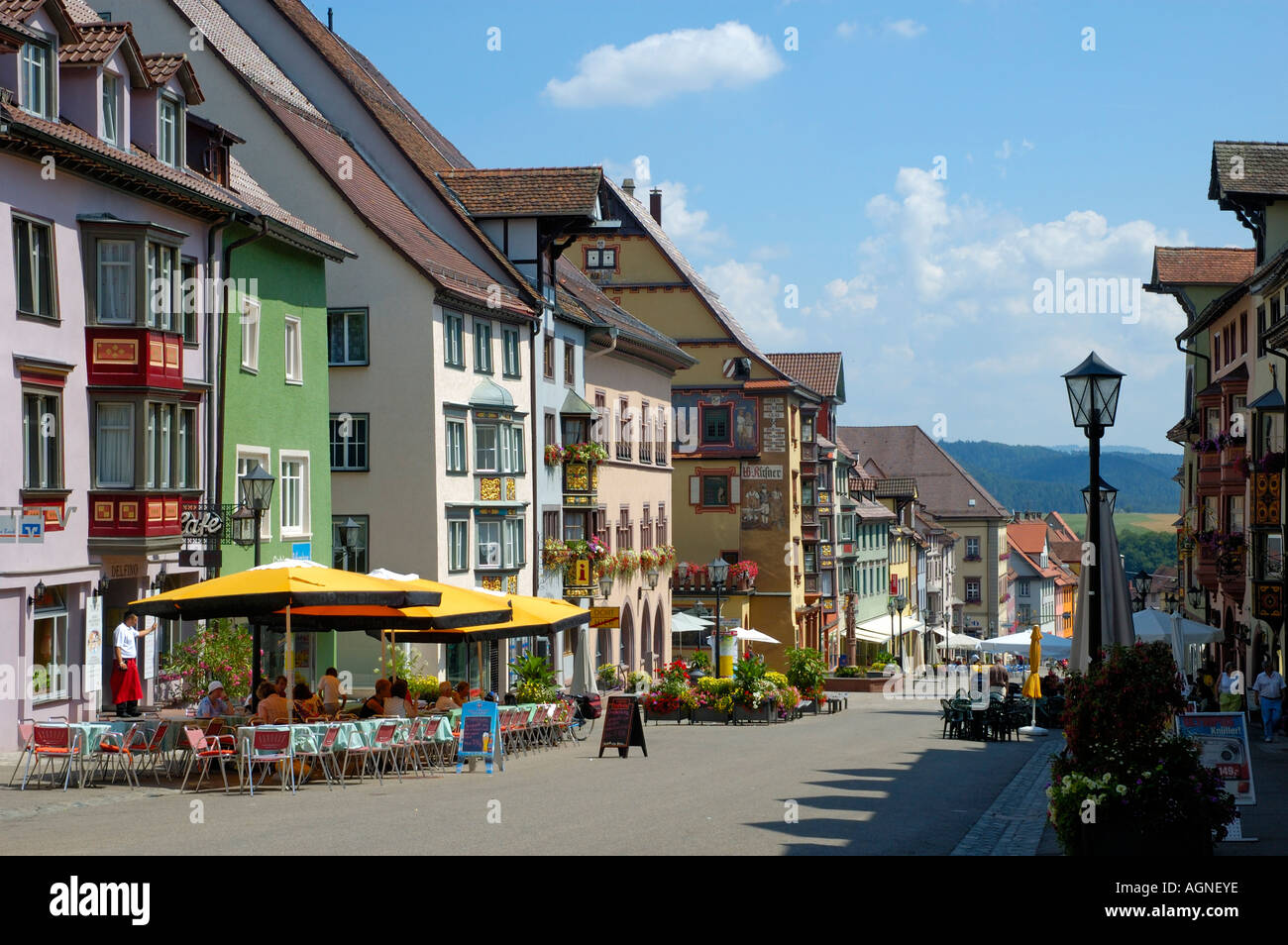 Pedestrian precinct (main street) in the historical town centre of ...