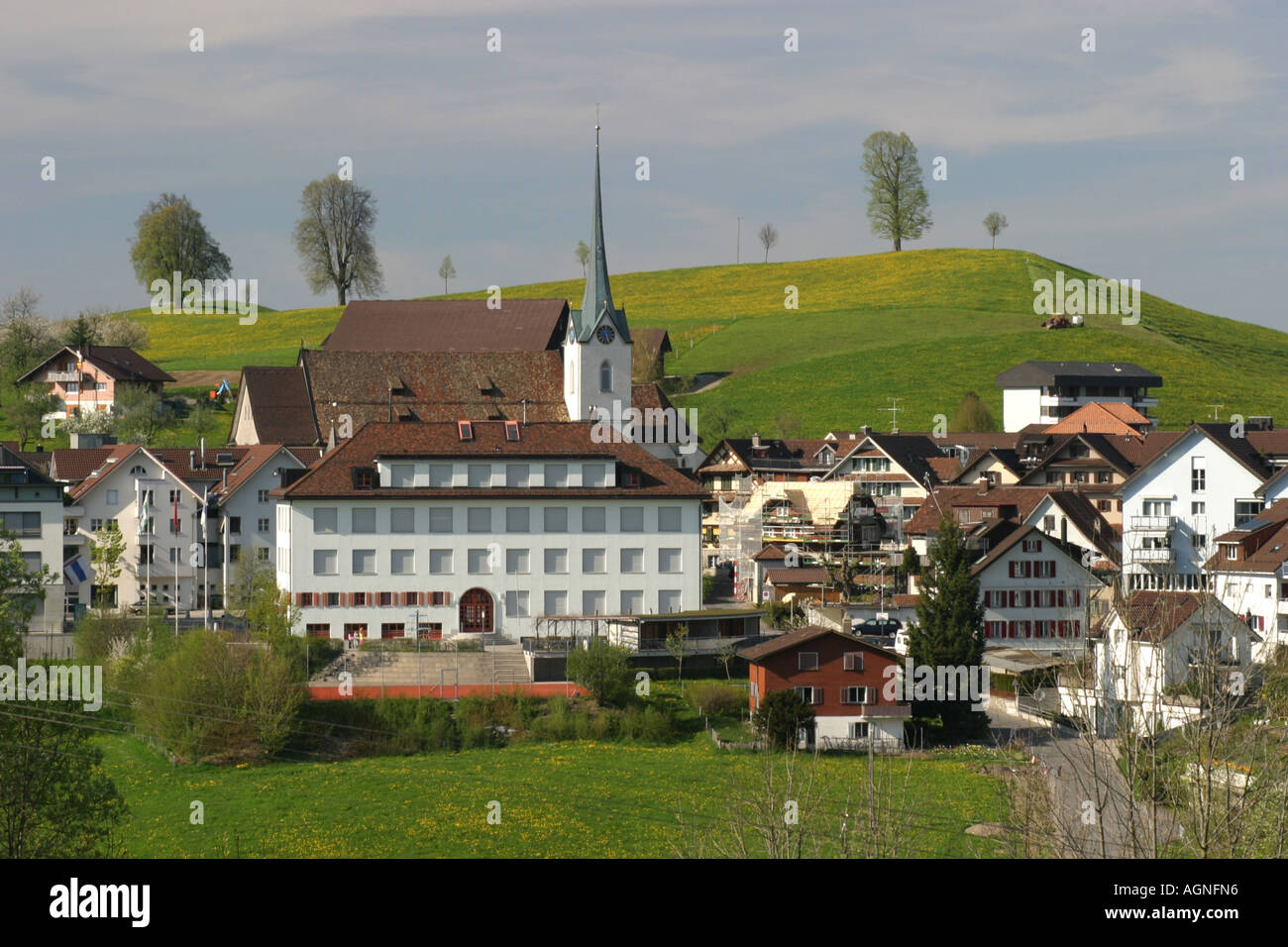 Menzingen, Switzerland in a famous drumlin-setting formed by glaciers ...