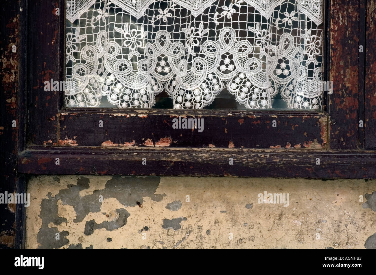 Lace Curtain Window Stock Photo - Alamy