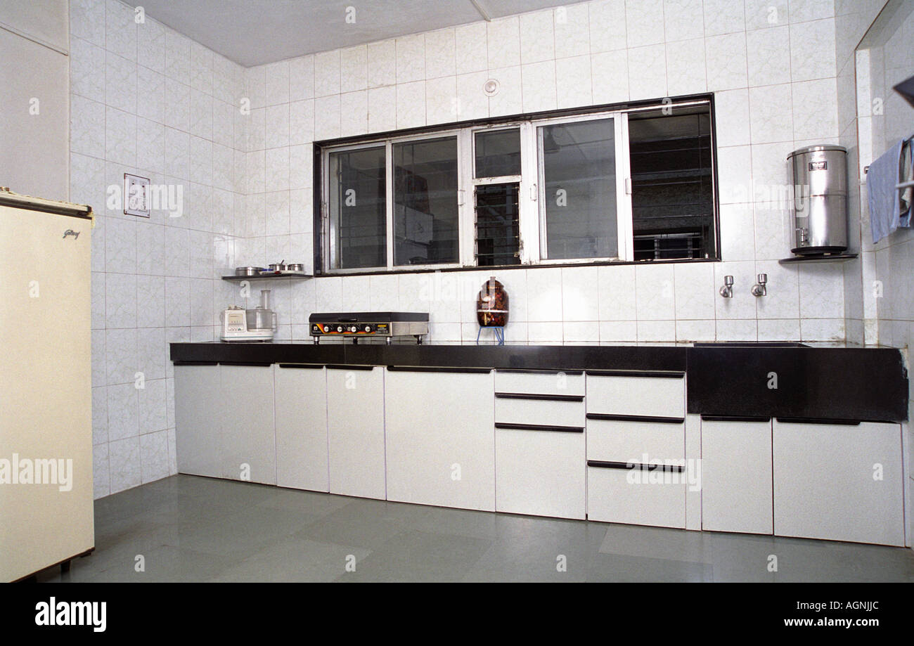 Interior kitchen cook cooking room house home gas fridge daytime hi-res ...