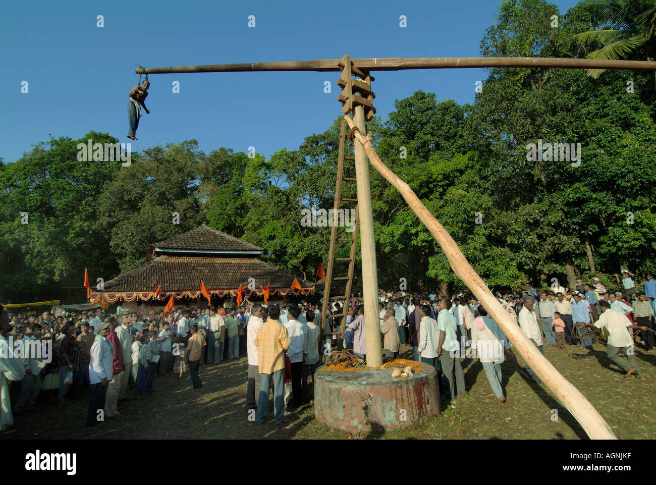 A religious tradition called ‘Bagada’. Devotees gets hoocked and then ...