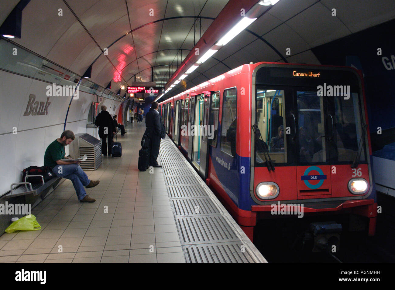 Docklands Light Railway at Bank Underground Station London Stock Photo ...