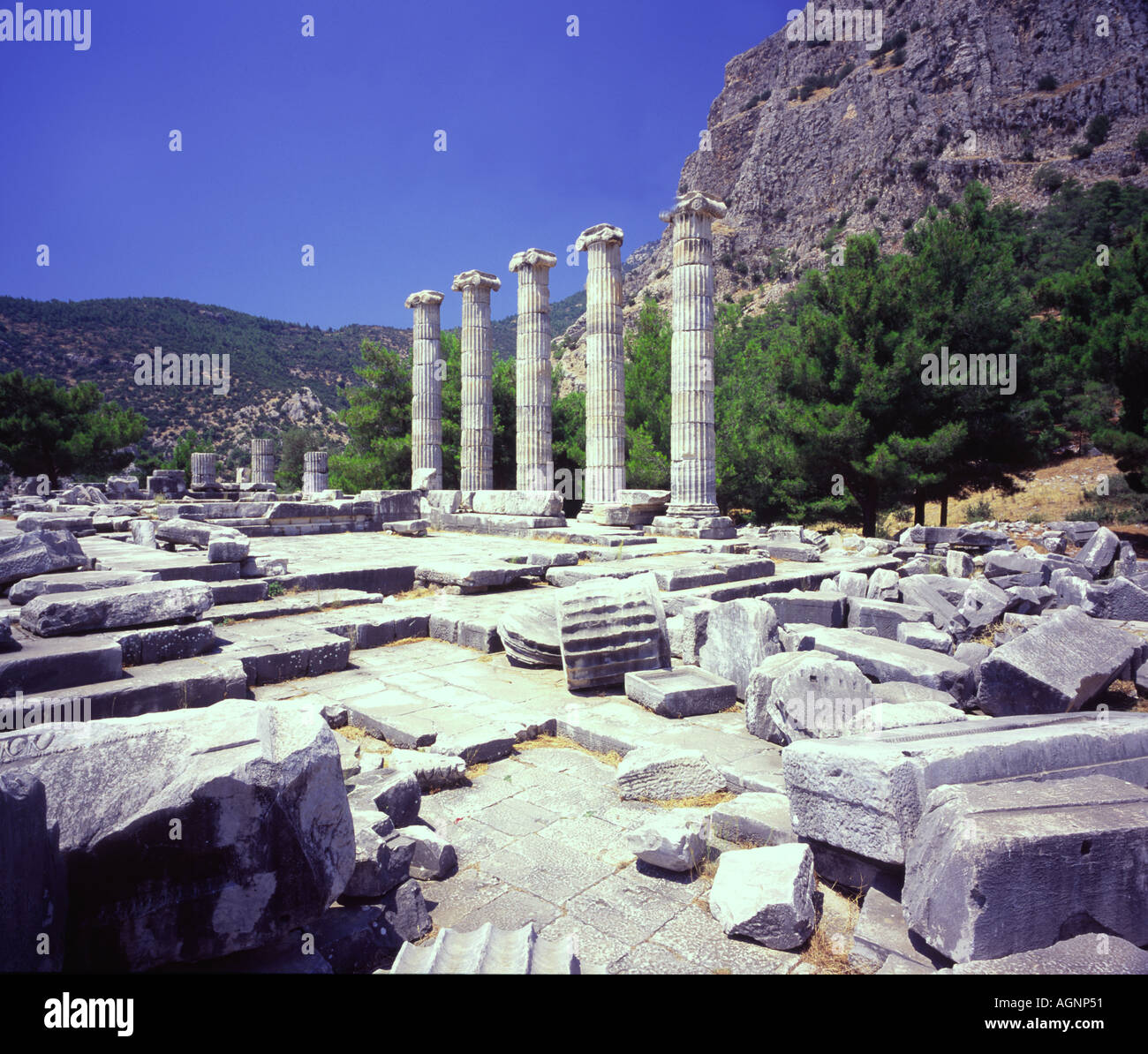 Temple of Aphrodite ancient greek Priene Turkey Stock Photo - Alamy