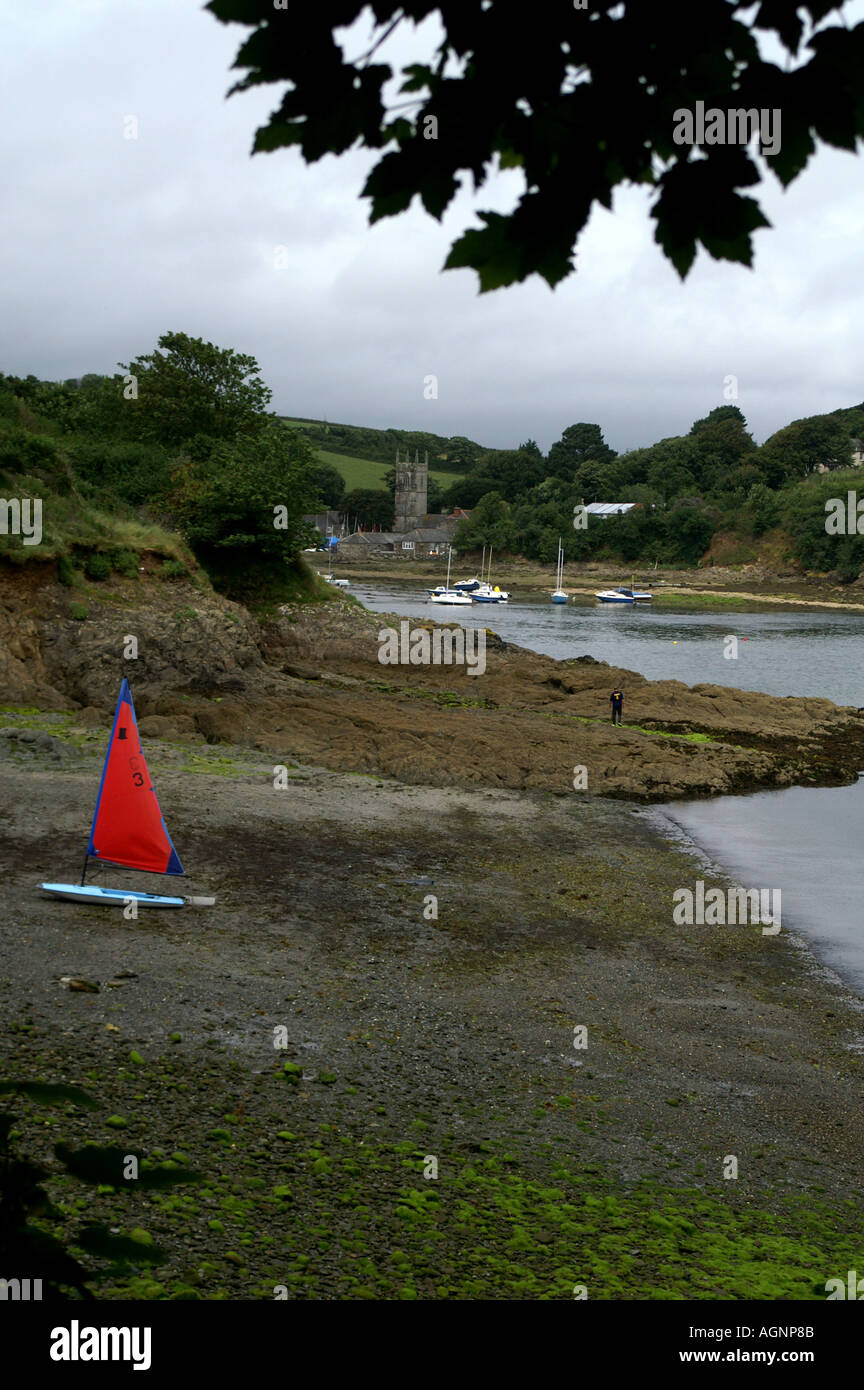 St Anthony in Meneage from Gillan looking across the harbour Cornwall ...