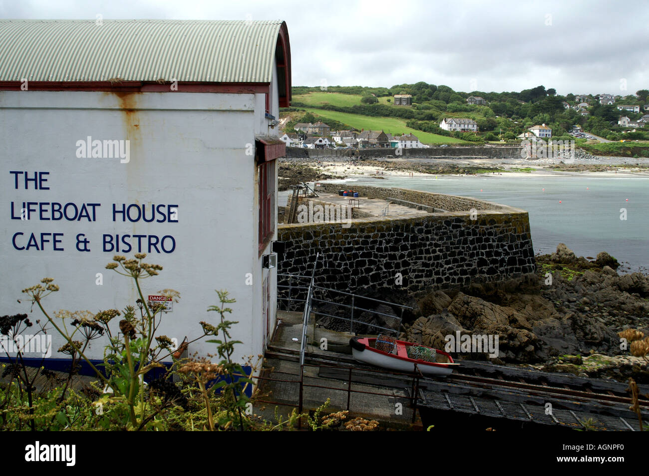 The Lifeboat House cafe and Bistro disused slipway Coverack St Keverne ...