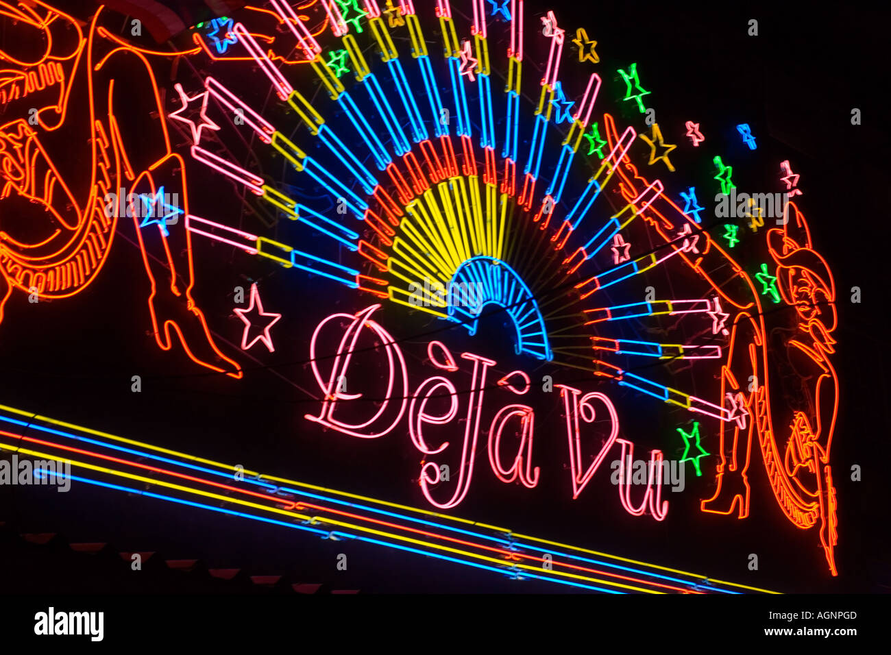 Illuminated advertising of the Go go bar DeJa Vu Soi Cowboy a red light district Th Sukhumvit ...