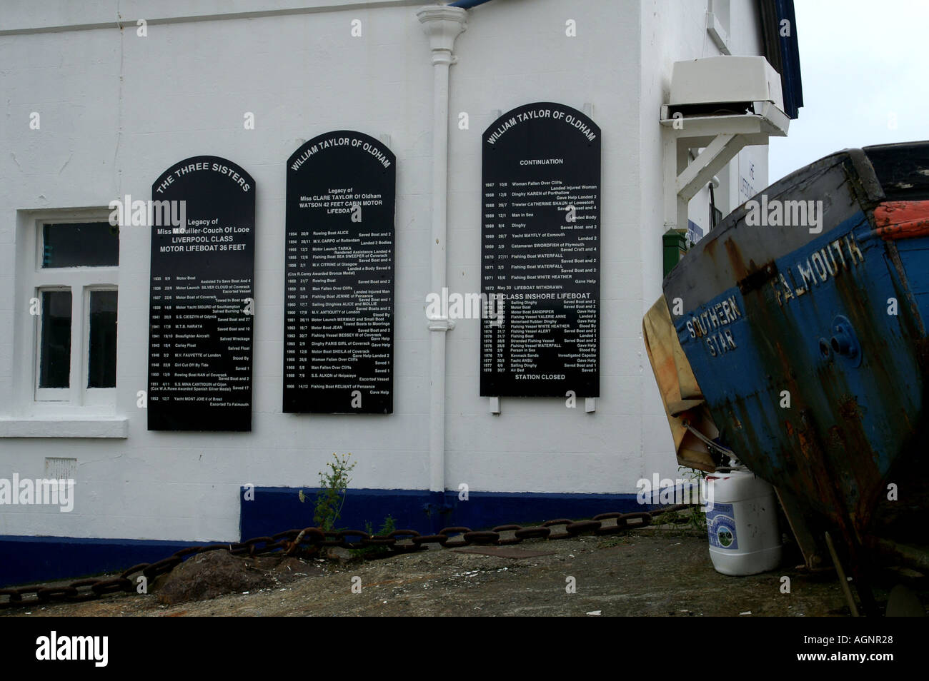 The Lifeboat record of rescues on wall of the lifeboathouse cafe and ...