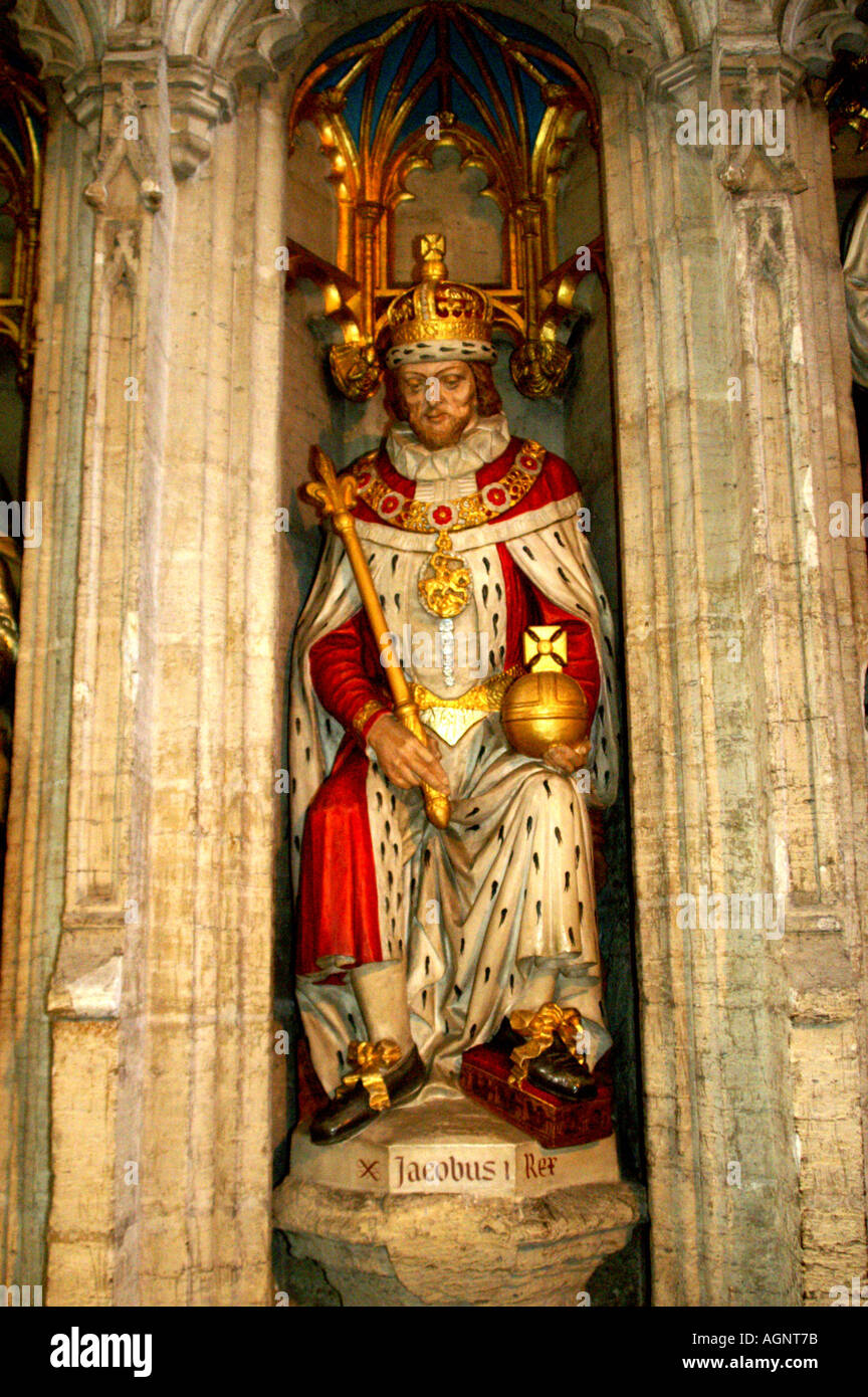 Statue of king Jacobus in cathedral church of St Peter and St Wilfrid ...