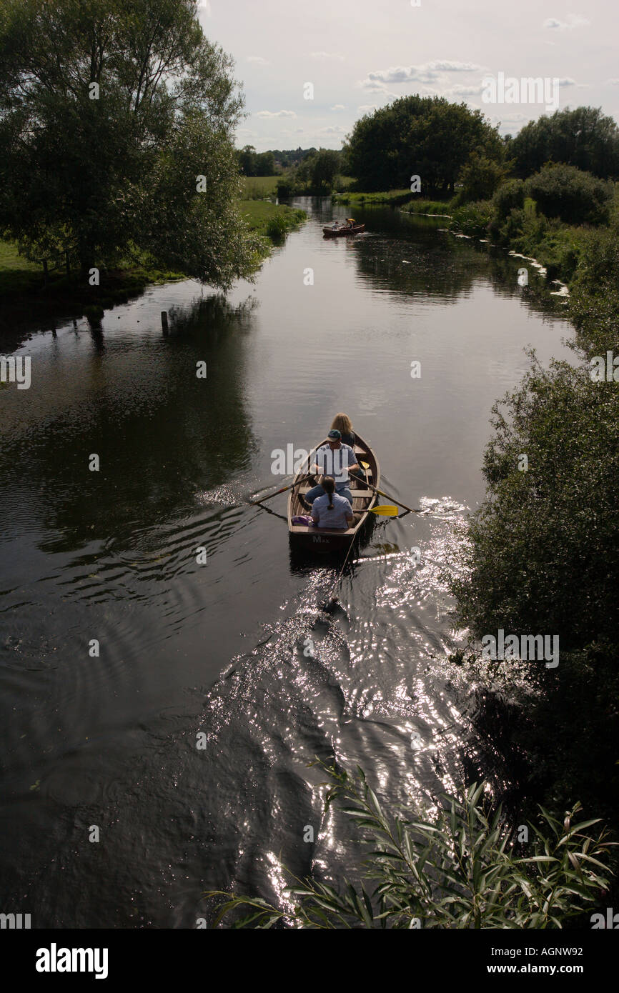 boating on the river stour at Historic Flatford in Suffolk England ...