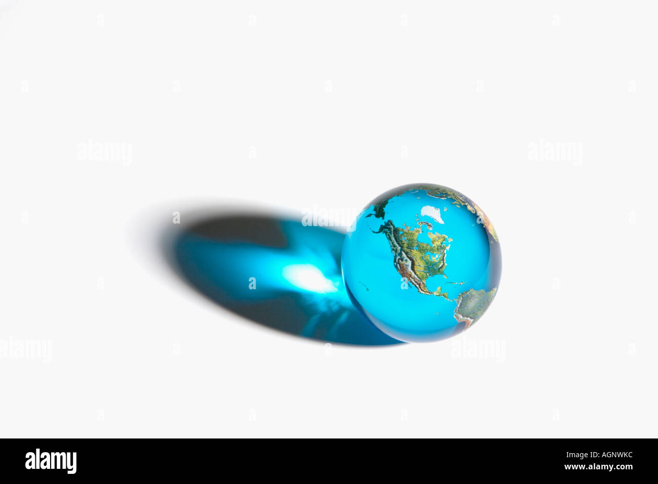 Glass earth globe on a white background emphasis on North America Stock ...