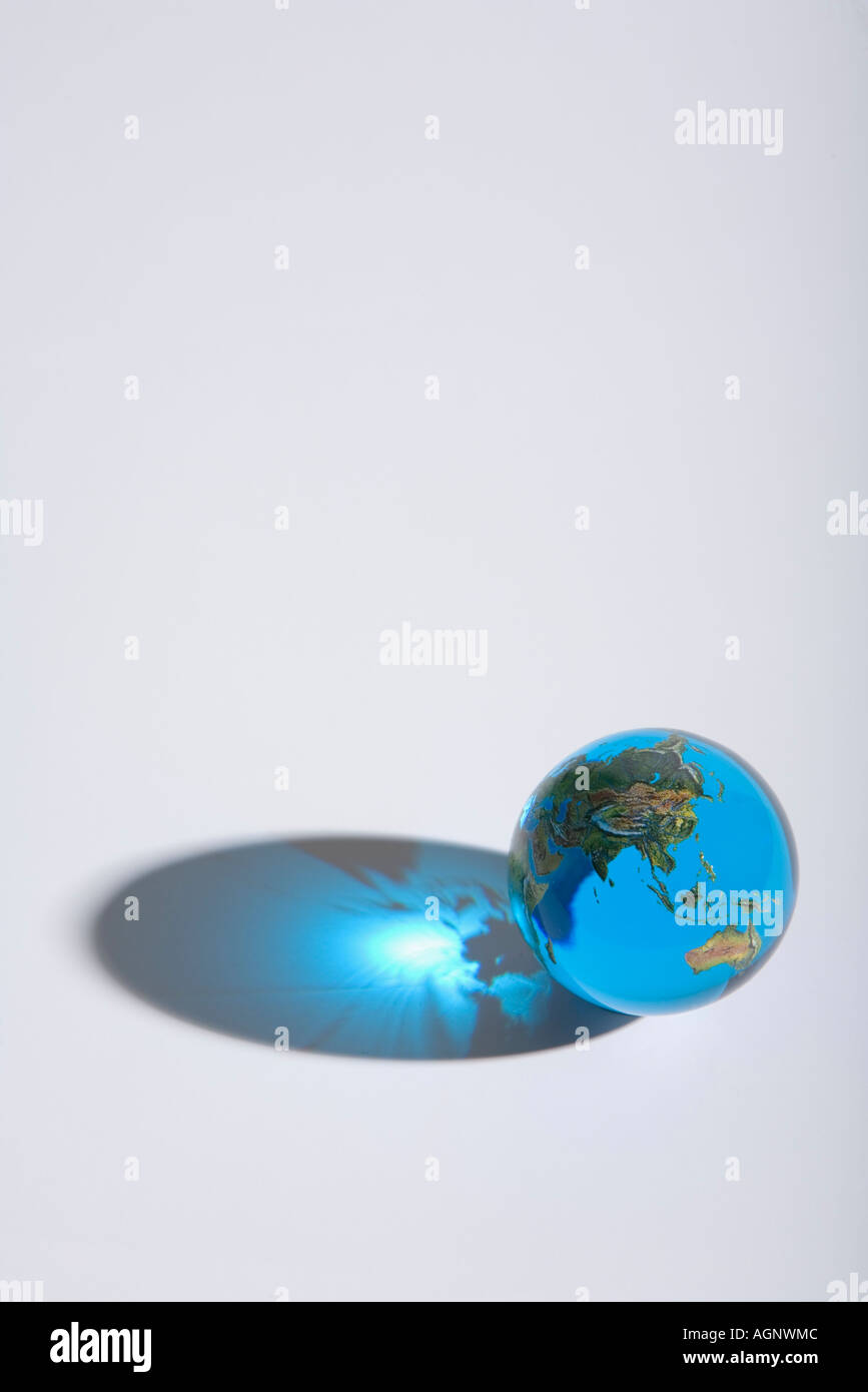 Glass earth globe on a white background emphasis on Asia Stock Photo ...