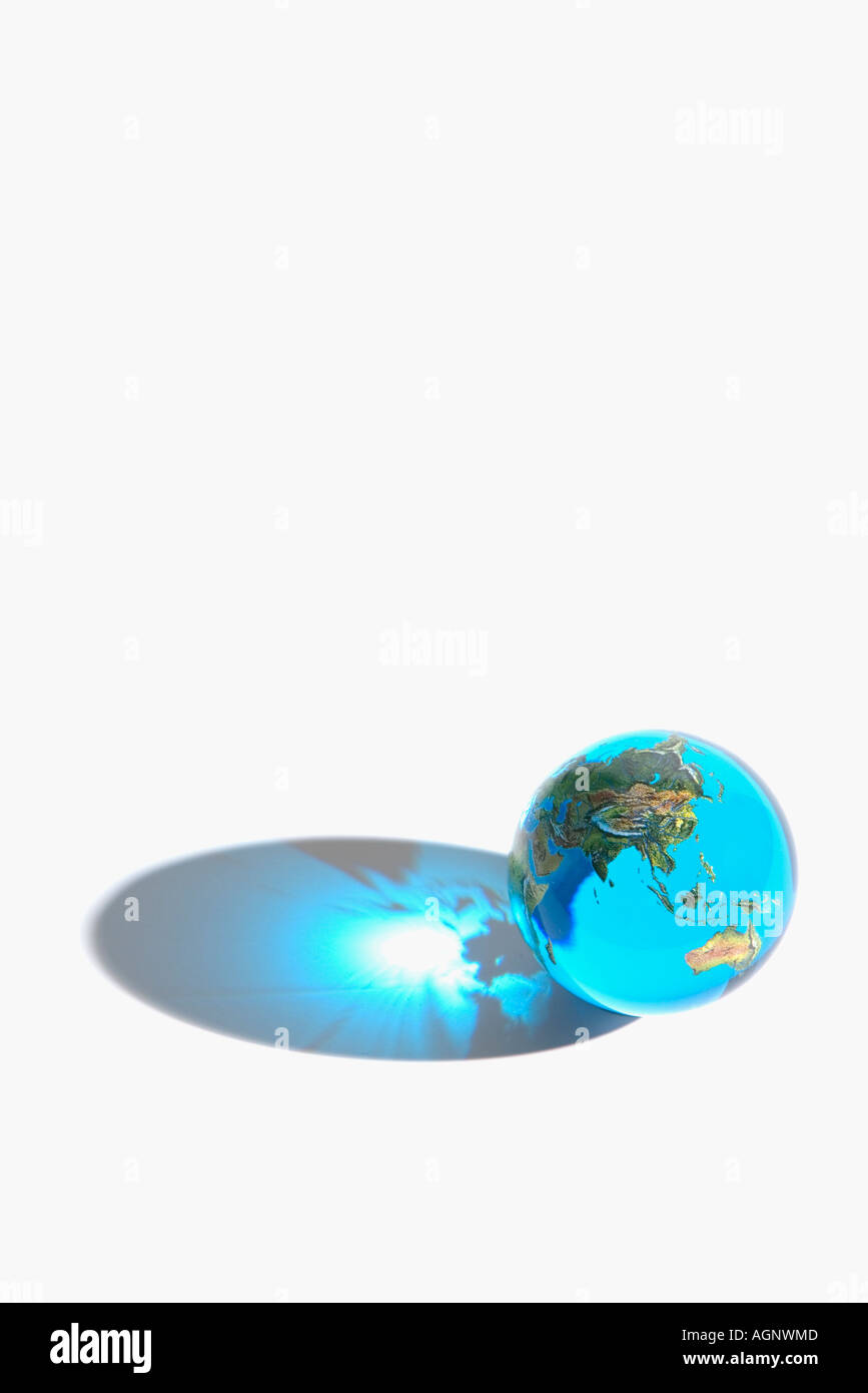 Glass earth globe on a white background emphasis on Asia Stock Photo ...