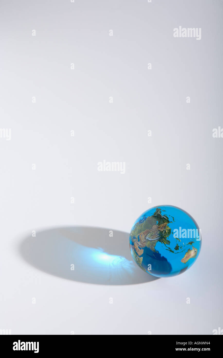 Glass earth globe on a white background emphasis on Asia Stock Photo ...