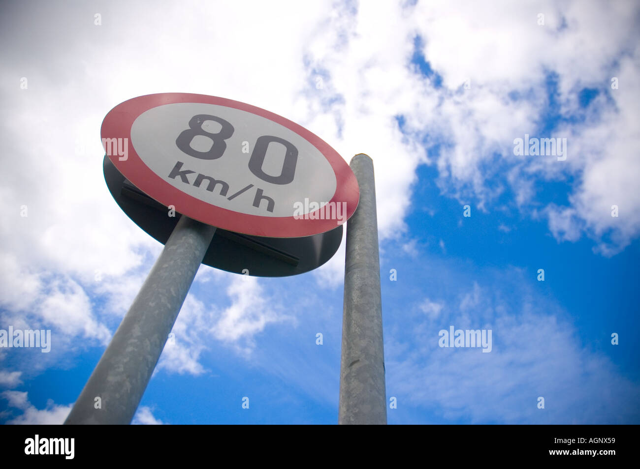 June 2005 A sign warning motorists of the 80kph speed limit in Ireland ...
