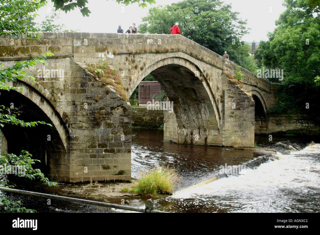 Footbridge over the river Wharfe at Ilkley Wharfedale North Yorkshire ...