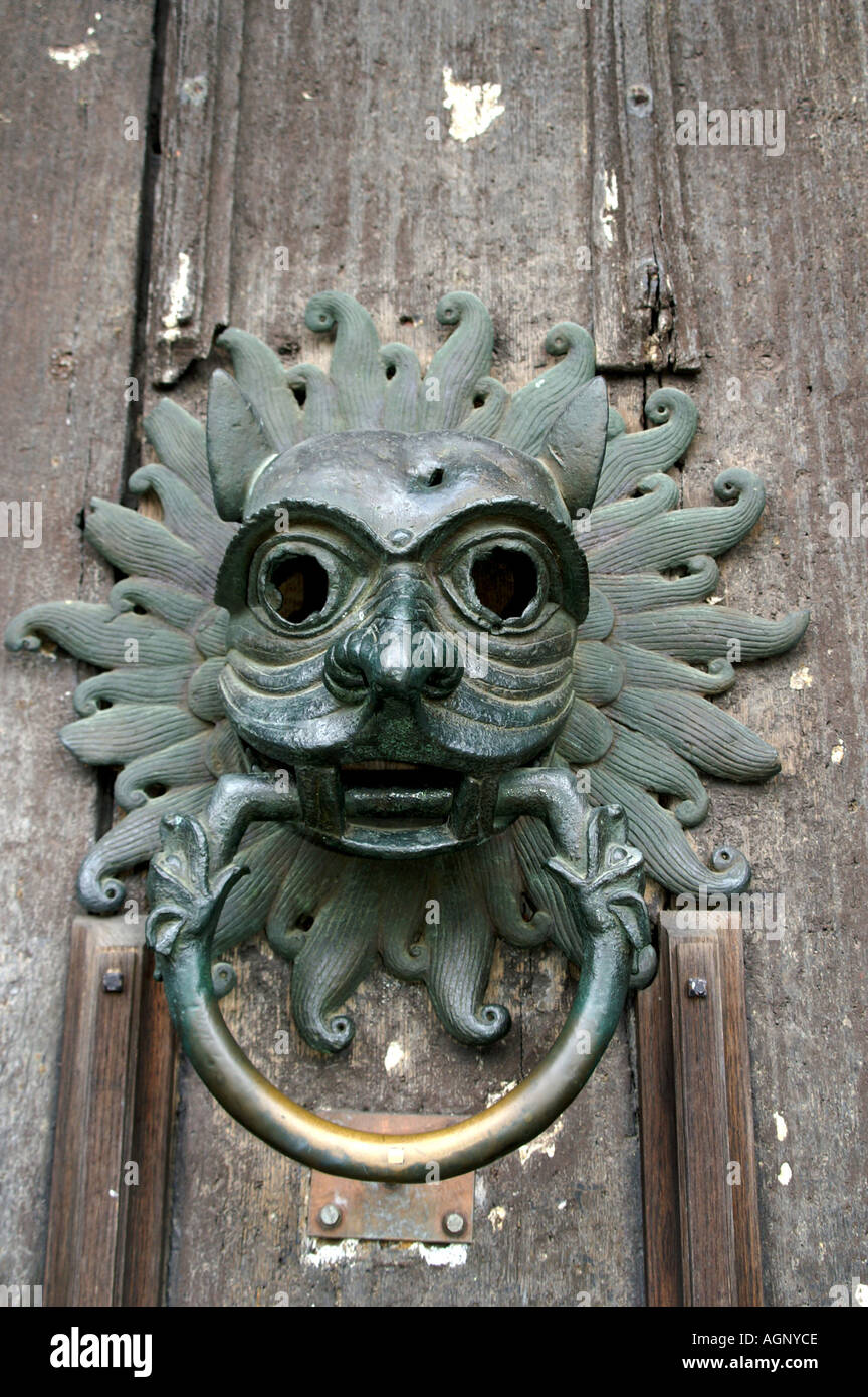 The Sanctuary knocker on North door Durham cathedral England UK United ...