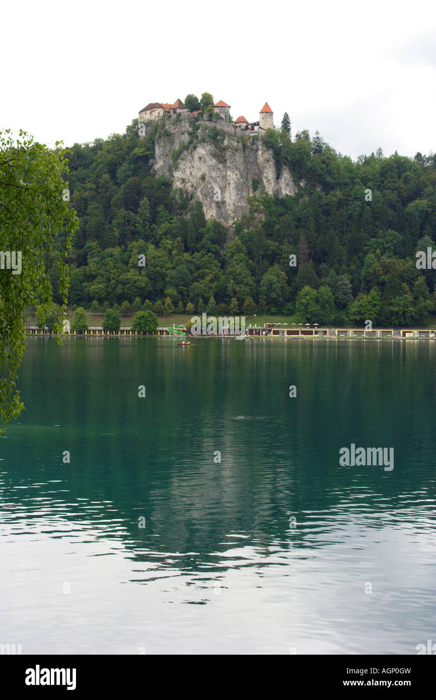 The Grad Castle located on a top of a rock Bled Slovenia Stock Photo ...