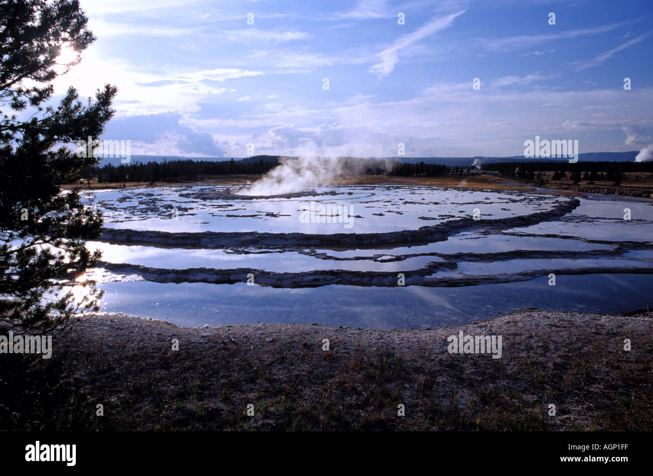 Geyser Steps in Blue Stock Photo - Alamy