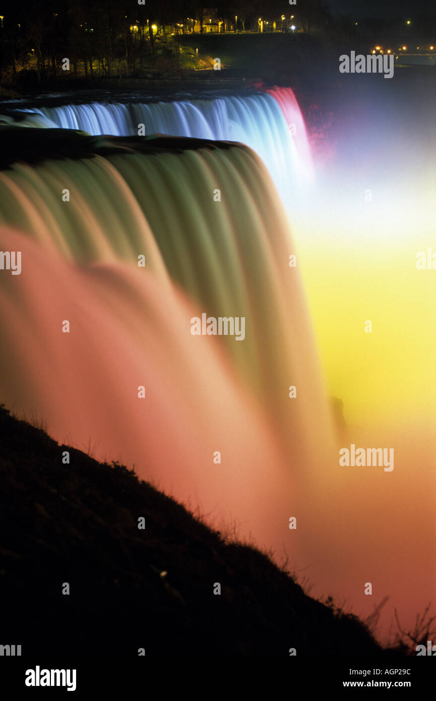 Niagara Falls Illuminated at Night Stock Photo - Alamy