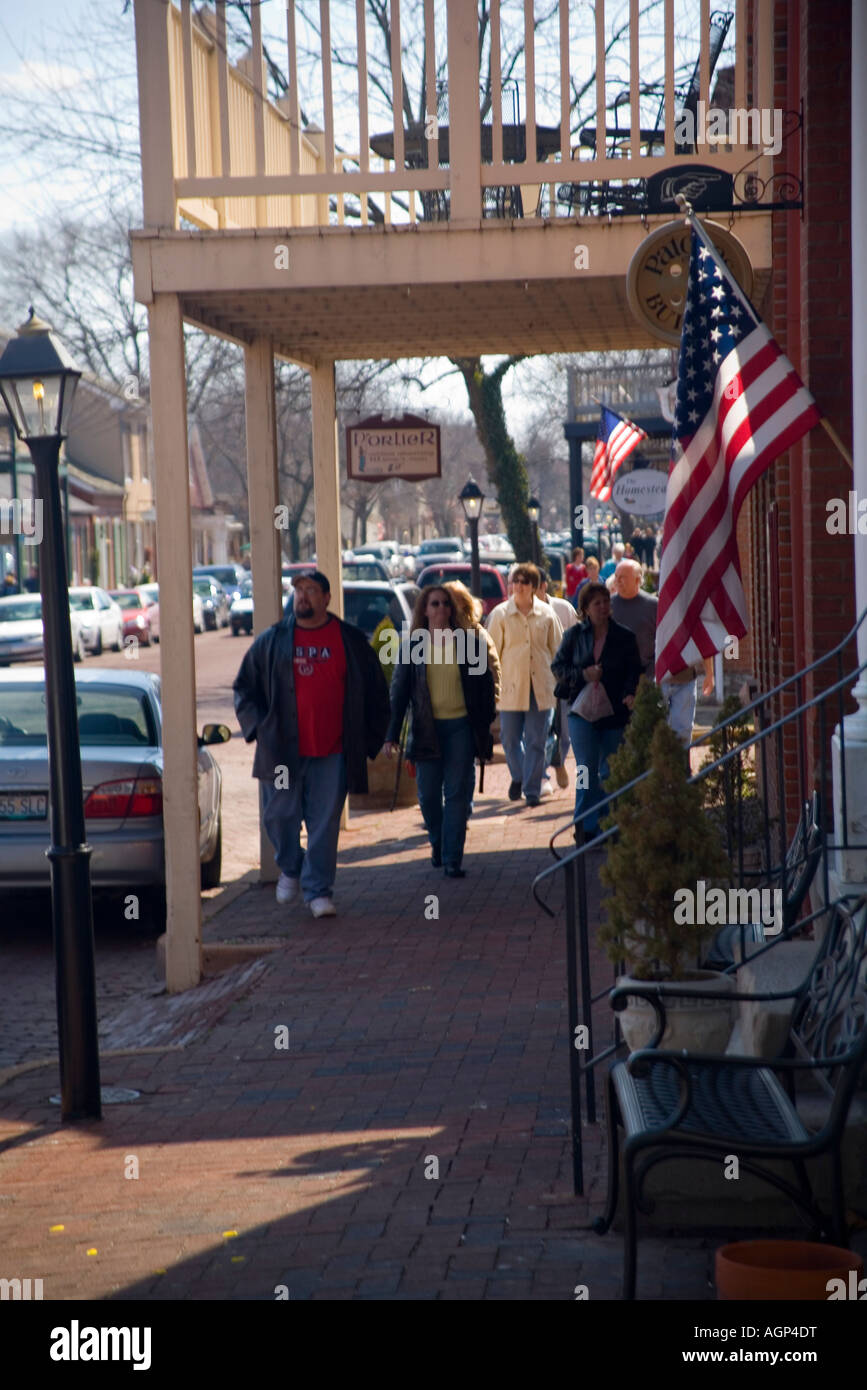 People walking and shopping outside in St Charles, MO near St Louis ...