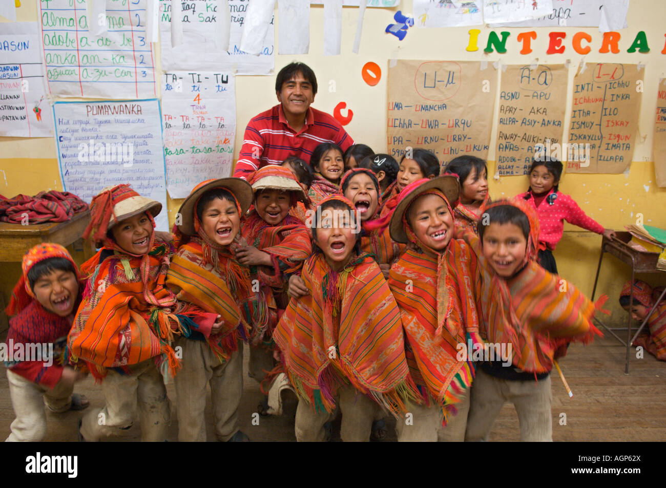 Peru, Huilloc, Students and teacher in a school Stock Photo - Alamy