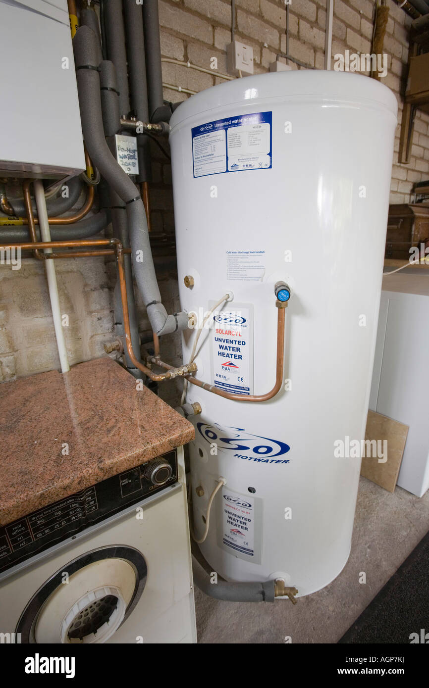 A dual coil hot water cylinder that can heat water from a solar panel ...