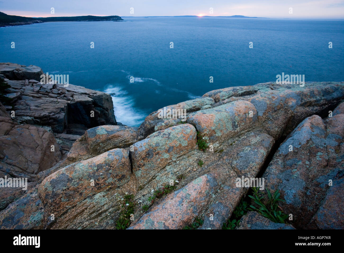Dawn from Otter Cliffs in Acadia National Park Maine USA Stock Photo ...